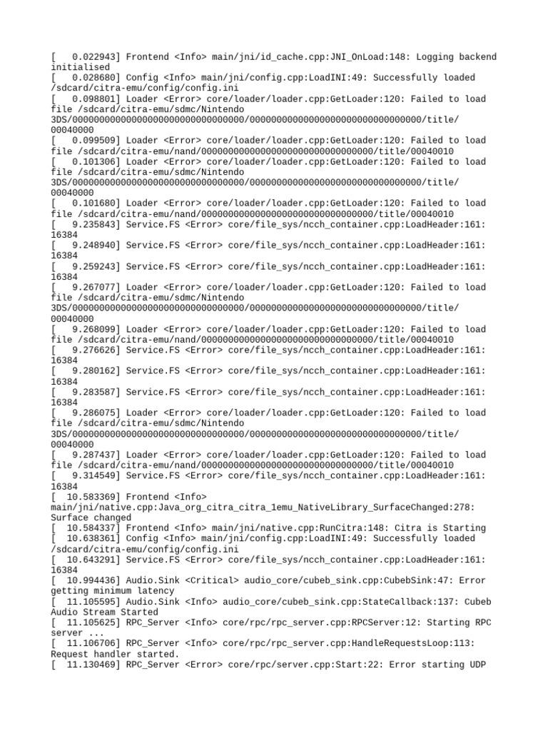 Citra Log | PDF | Operating System Technology | Computing Platforms