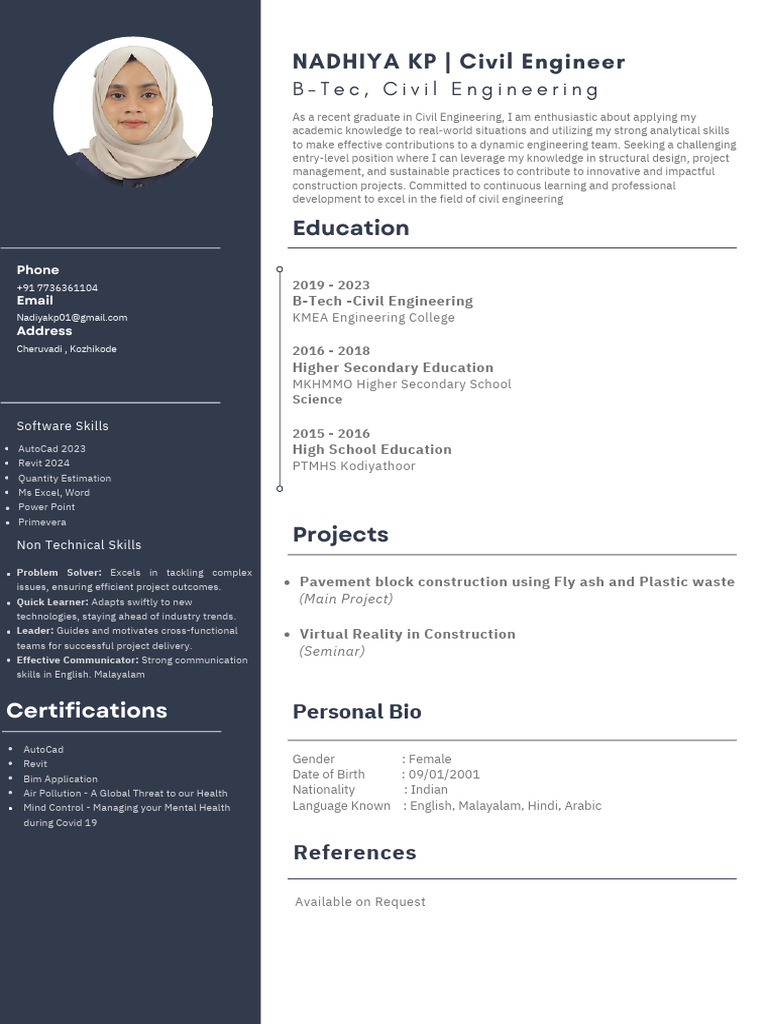 CV Nadhiya kp | PDF | Engineering | Learning