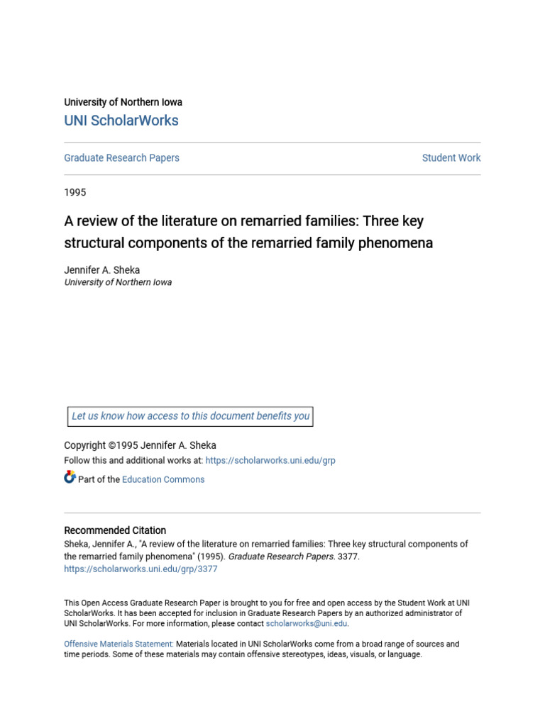 A Review of The Literature On Remarried Families - Three Key Struc | PDF | Stepfamily | Family