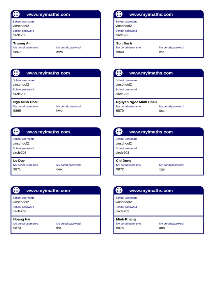 Sec Harmony 7b2 MR Lewis Student Password Labels | PDF