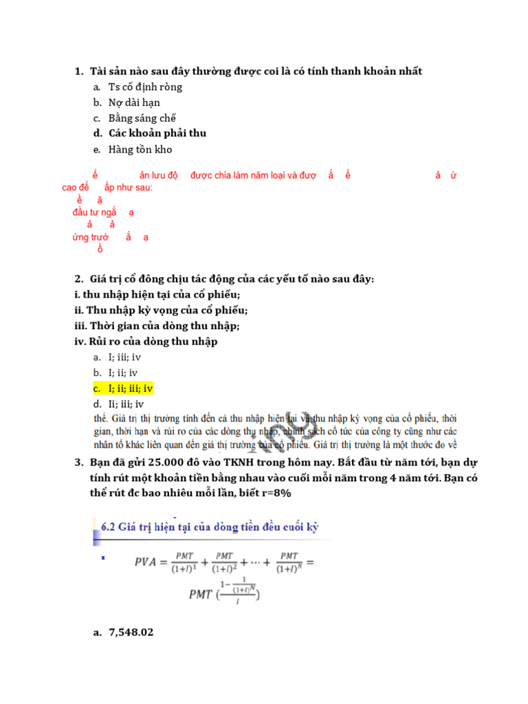 Đề QTTC 2020 2021 Giải | PDF