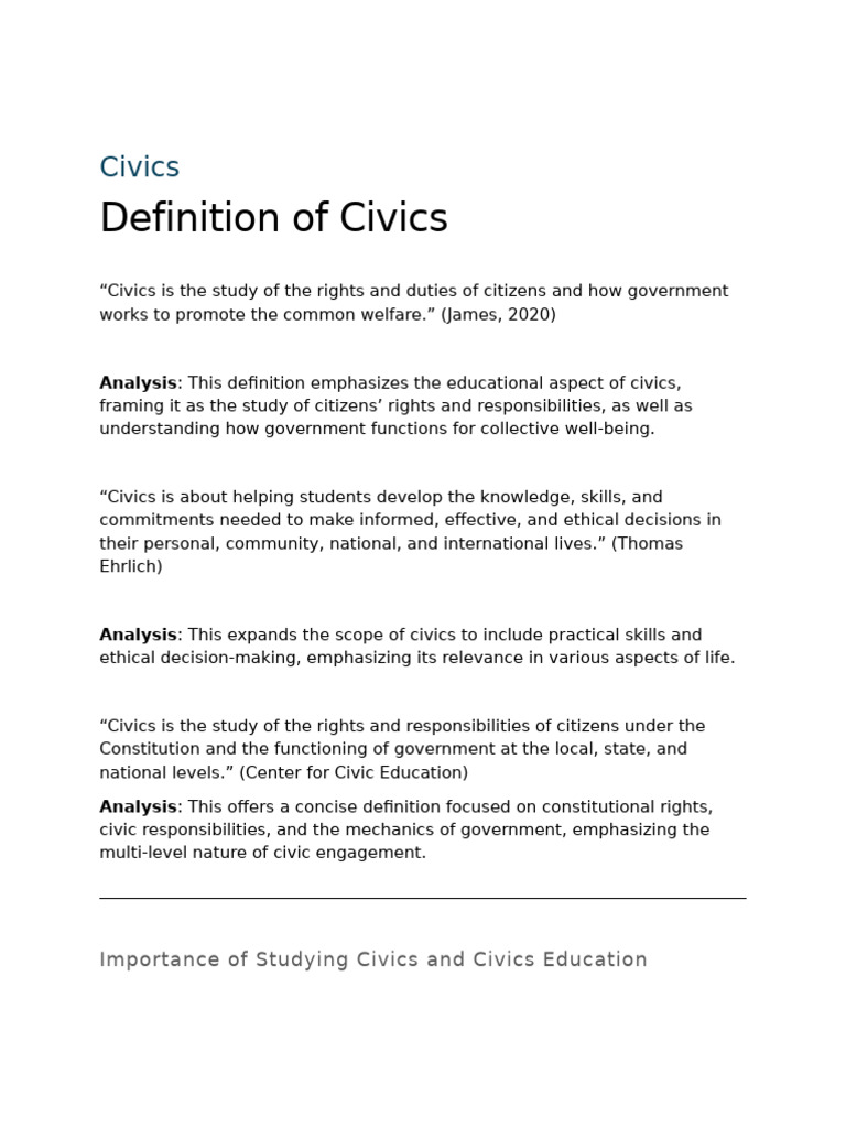 Understanding Civics and Citizenship | PDF | Civics | Citizenship