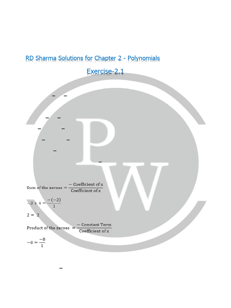 PW Maths Princi | PDF | Zero Of A Function | Polynomial