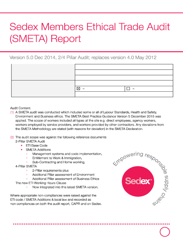 Sedex Report 4.0 | PDF | Employment | Overtime