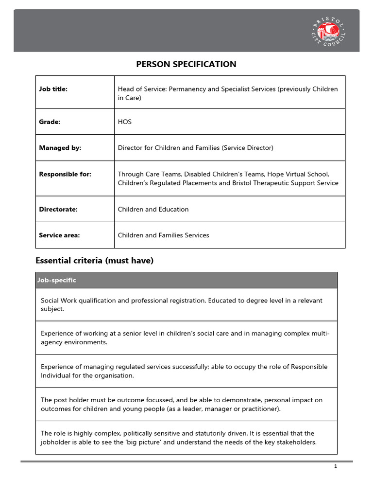 Person Specification (3) | PDF