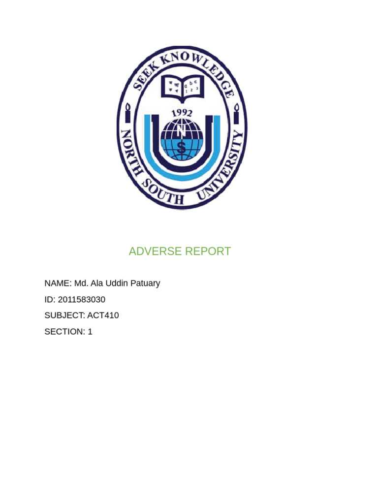 Adverse Report | PDF