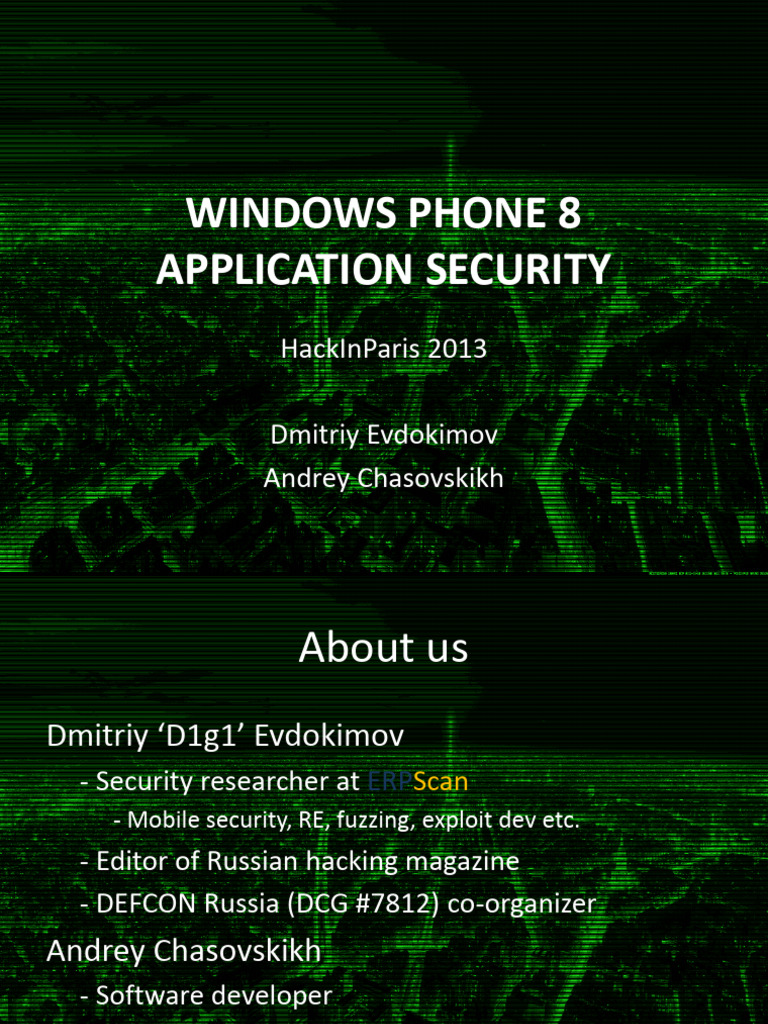 Windows Phone 8 Application Security Slides | PDF | Windows Phone | Ios