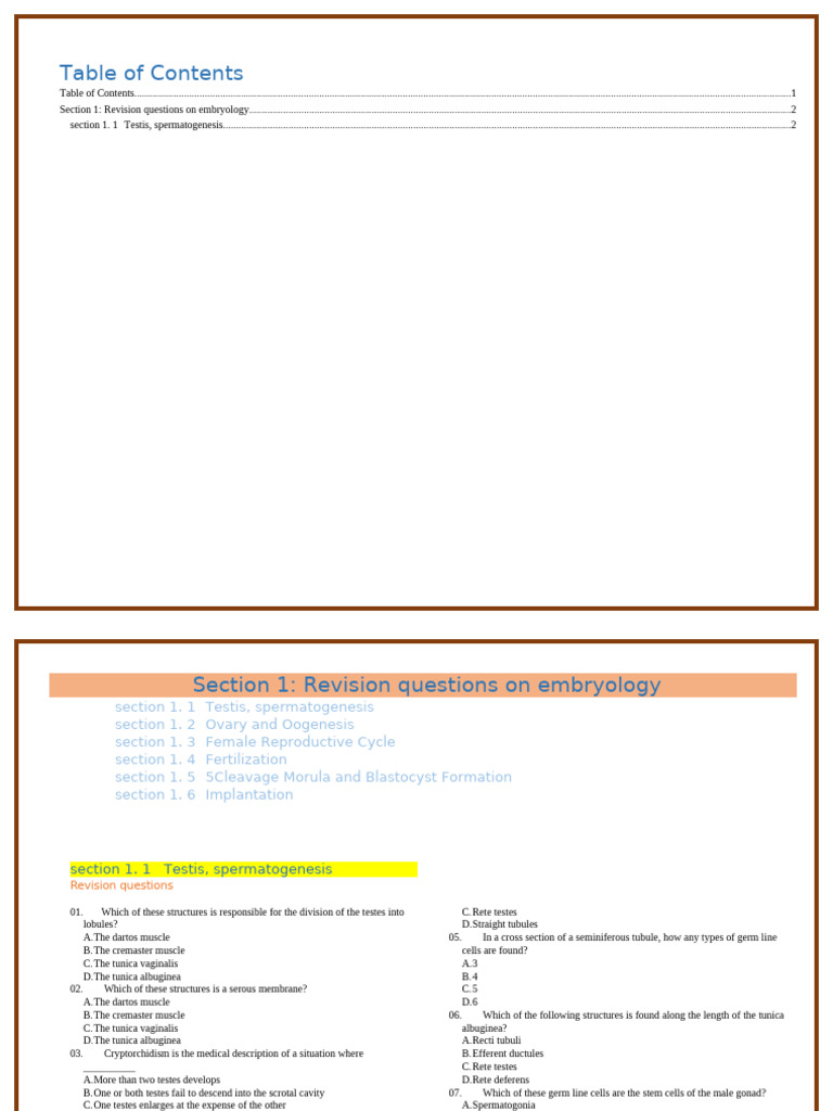 Embryology Revision Questions Guide | PDF | Testicle | Prostate