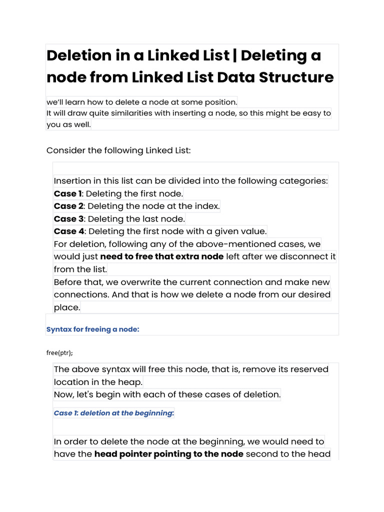 Deletion in A Linked List | PDF | Pointer (Computer Programming) | Software Development