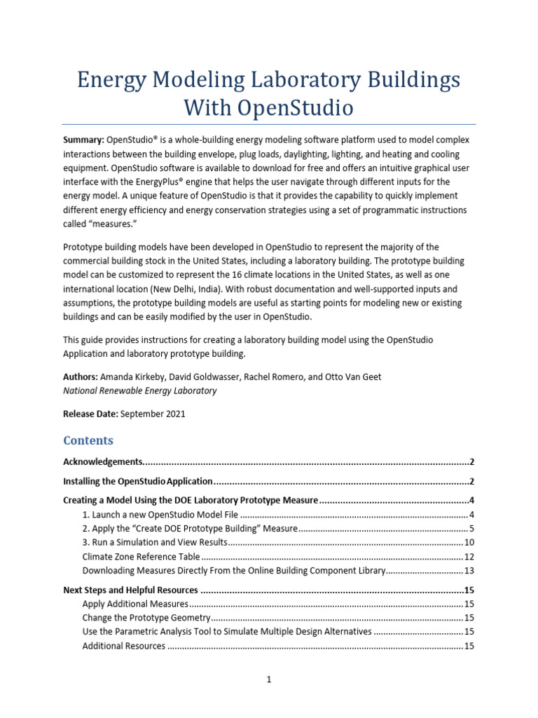 Openstudio Guide Energy Modeling Laboratory Buildings | PDF ...