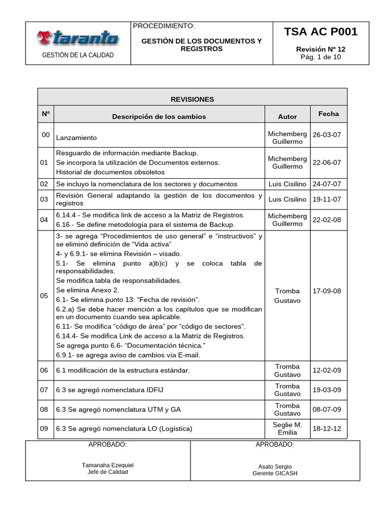 TSA AC P001-12-Gestión de Los Documentos y Registros | PDF | Gestión de ...