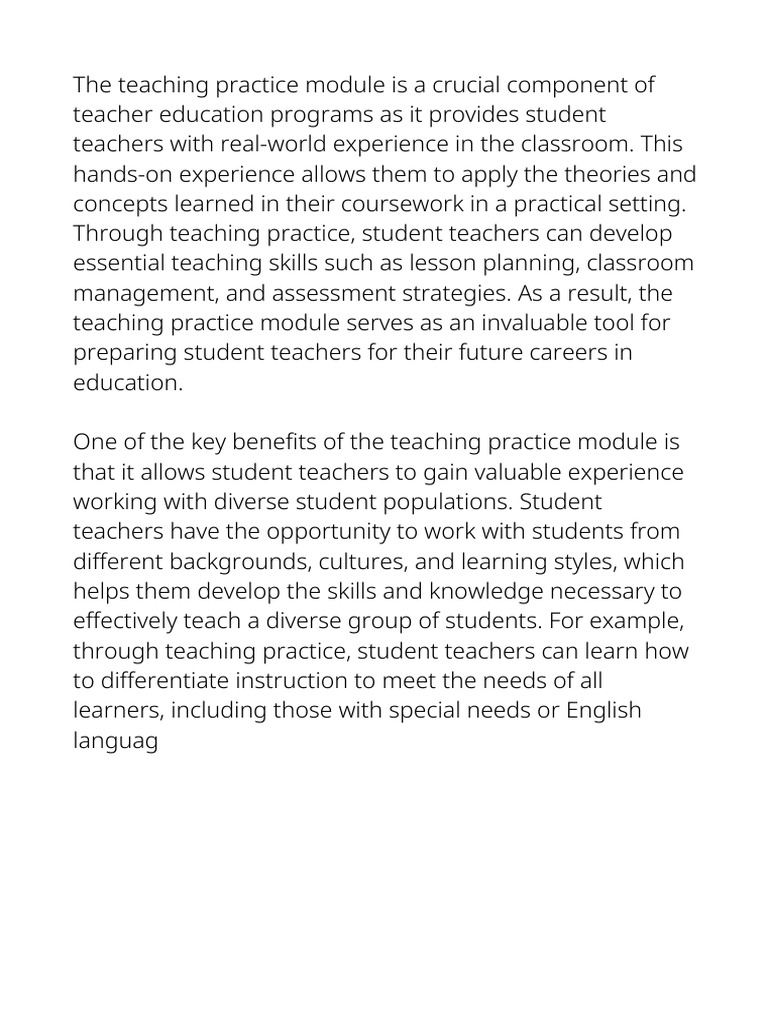 The Teaching Practice Module Is An Inevitable Inevitable Tool For ...