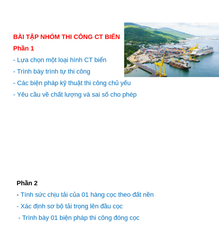 BT Nhom Thi Cong CT Bien - 31DKT | PDF
