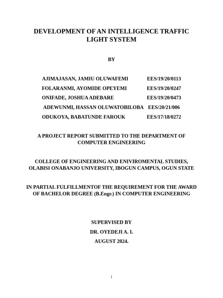 Development of An Intelligence Traffic Light System | PDF | Arduino | Traffic