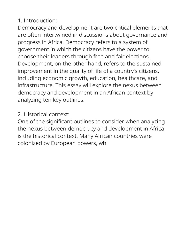 Democracy and Development in Africa | PDF | Democracy | Political ...