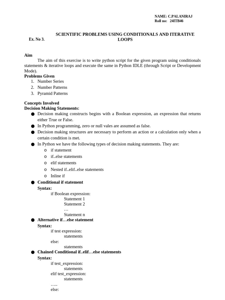 Ex.3 | PDF | Control Flow | Boolean Data Type