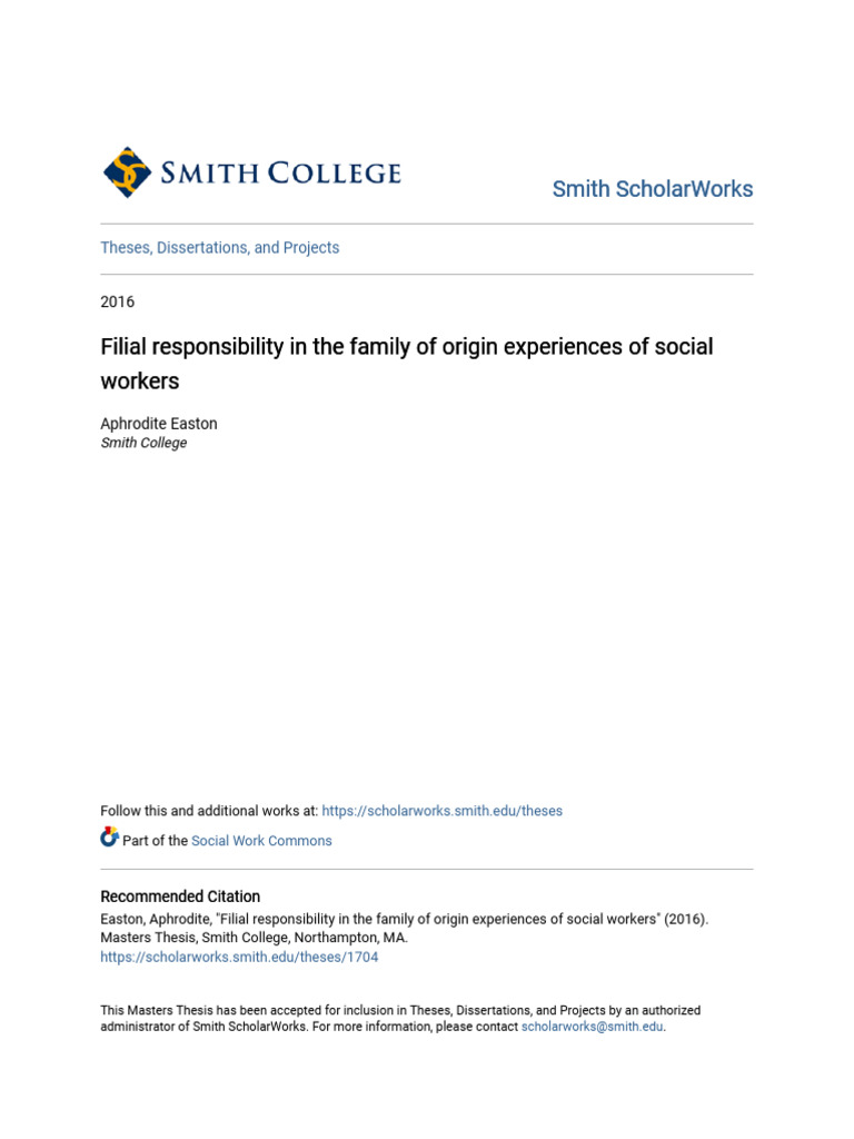 Filial Responsibility in The Family of Origin Experiences of Soci | PDF ...