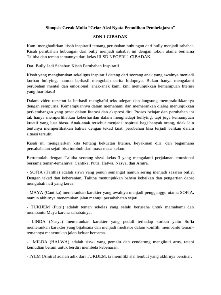 Sinopsis Gerak Mulia | PDF