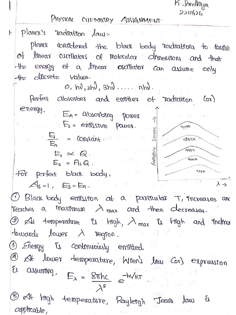 Sandhiya Physical Chemistry Assignment | PDF