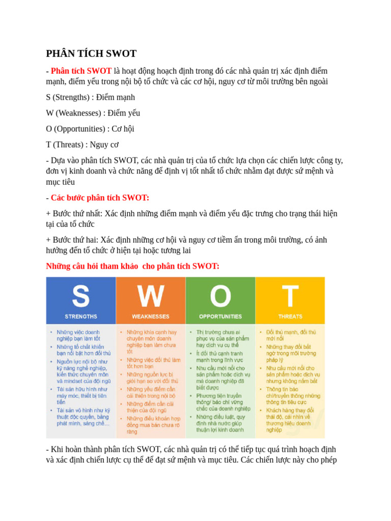 Phân Tích Swot - Nhi | PDF