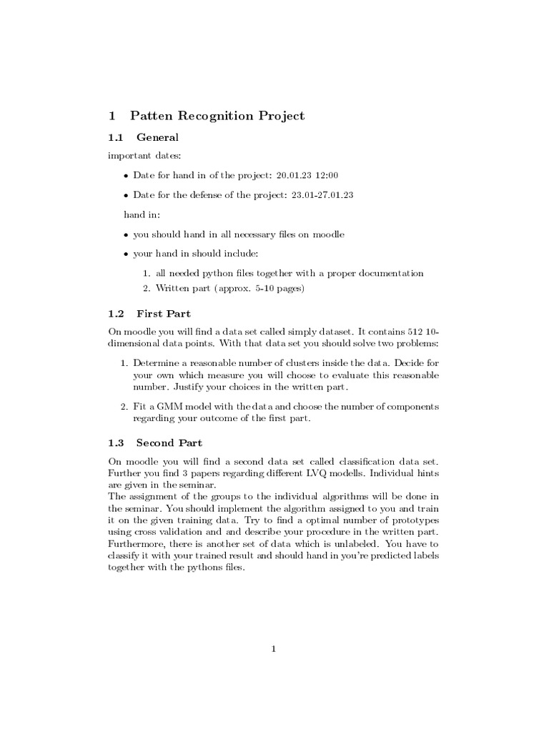 Pattern Recognition Project 2022 | PDF | Computers | Technology ...