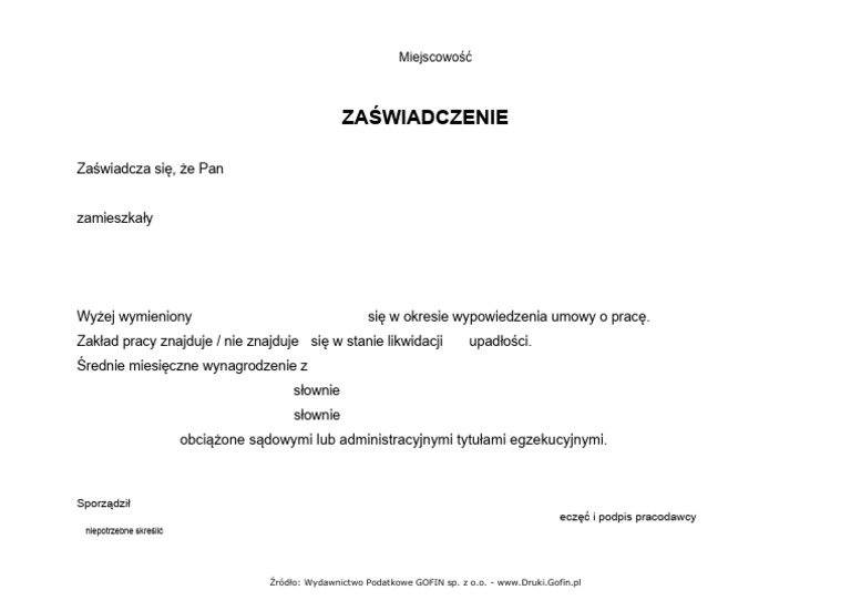 Zaswiadczenie o Wynagrodzeniu i Zatrudnieniu | PDF Zaswiadczenie o Wynagrodzeniu i Zatrudnieniu | PDF
