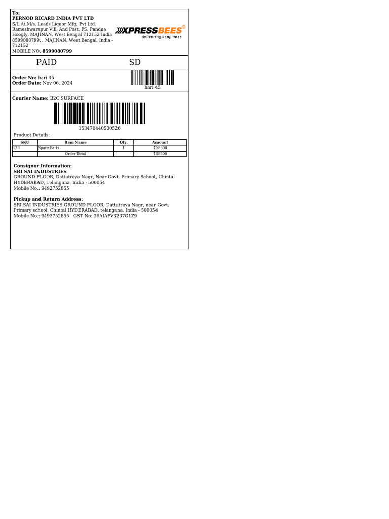 Order Confirmation for Spare Parts | PDF | Business