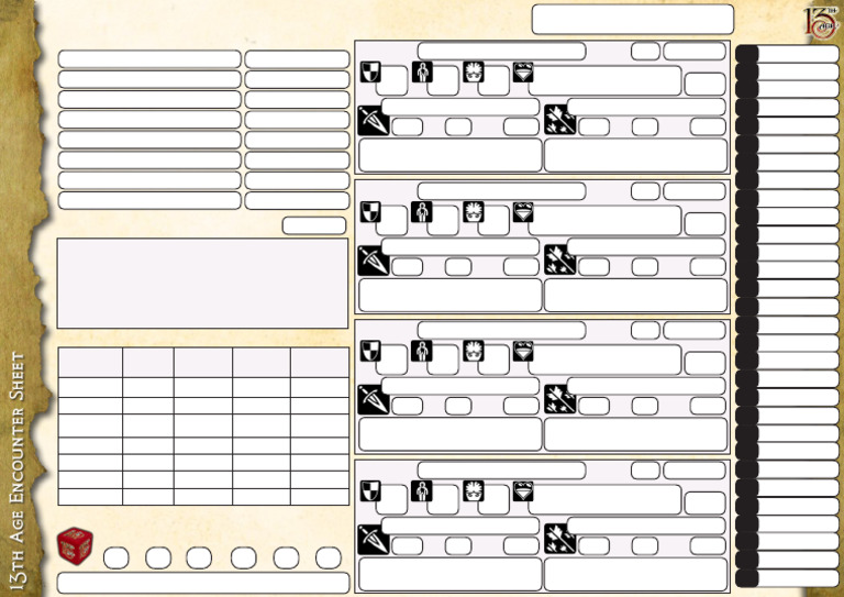 Encounter Sheet V1.0 | PDF | Role Playing Games