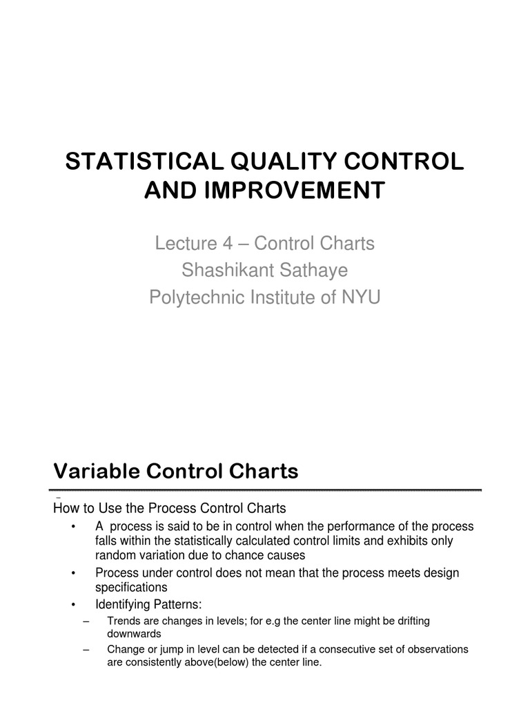 Lecture4 Control Charts | PDF | Evaluation Methods | Statistical Analysis