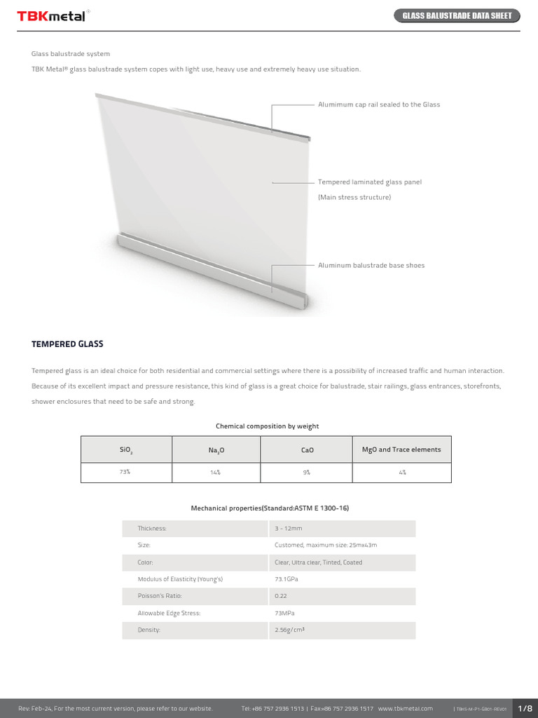 Date Sheets Glass Balustrade Systems Ver. 20241001 | PDF | Amorphous Solid | Materials
