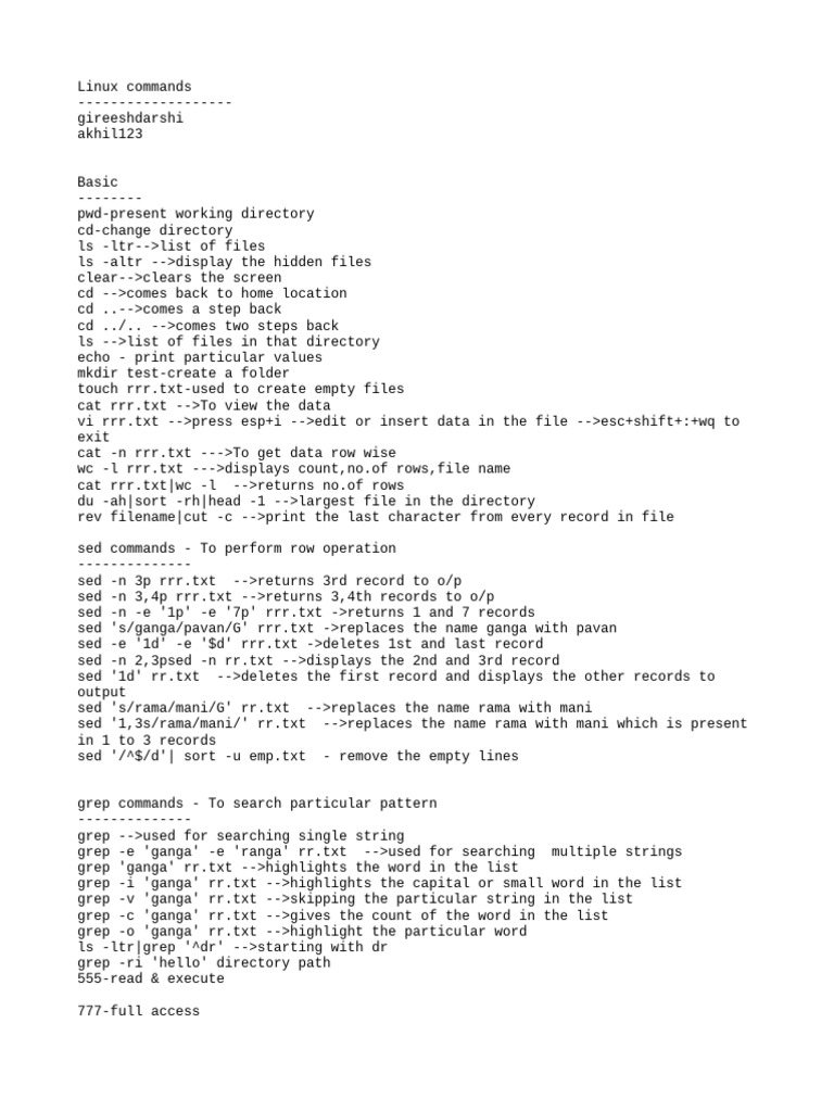 Essential Linux Commands Guide | PDF | Text File | Directory (Computing)