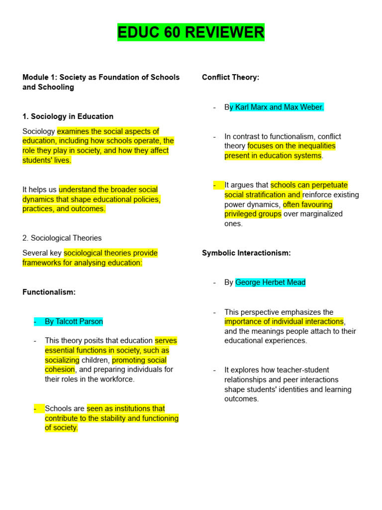 Educ 60 Reviewer | PDF | Sociology | Learning