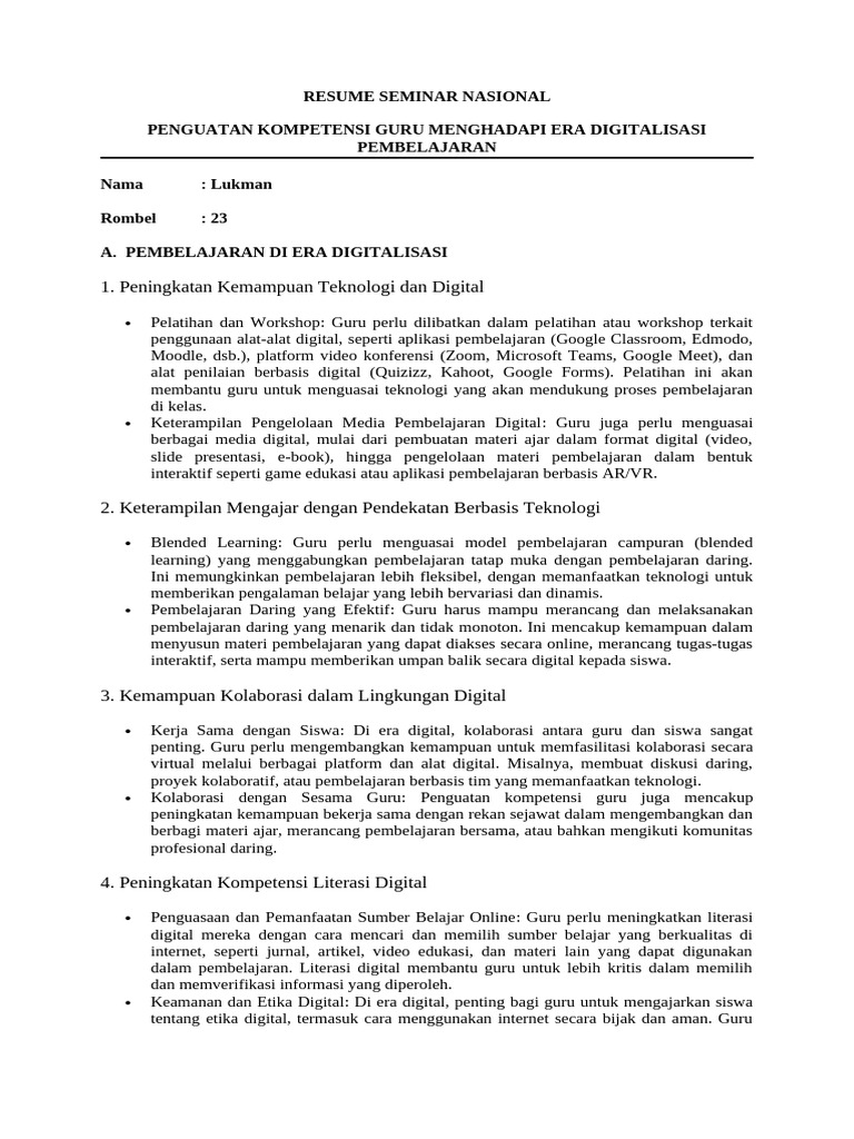 Kompetensi Guru di Era Digitalisasi | PDF