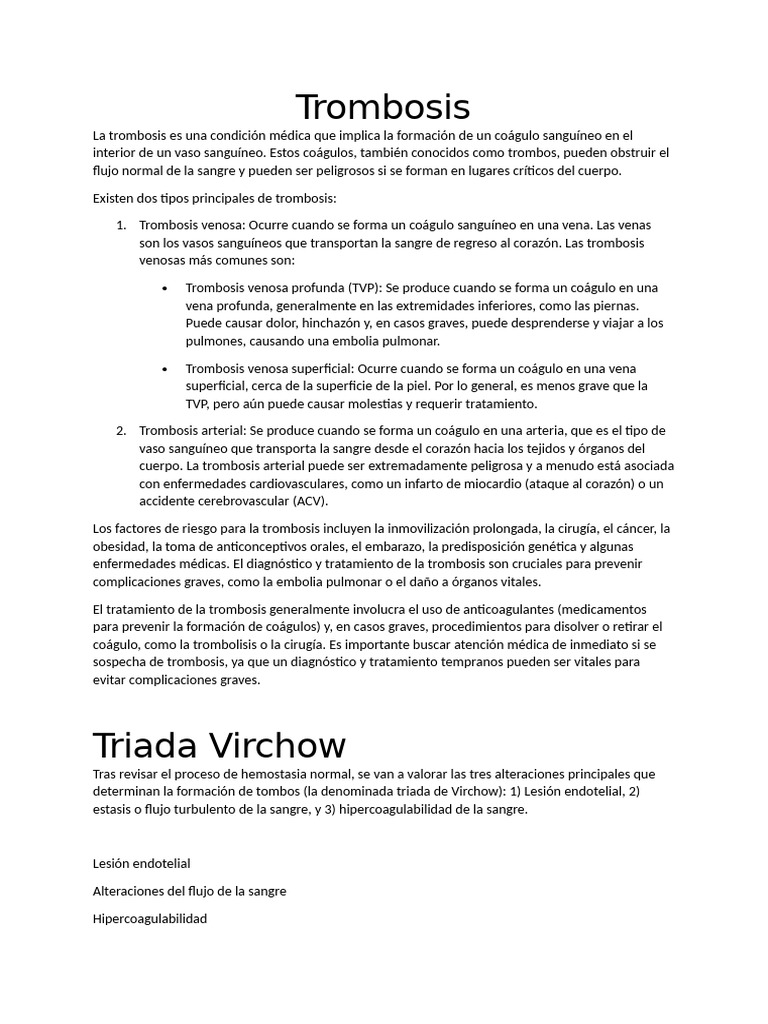 Guía Completa sobre Trombosis | PDF | Trombosis | Embolia