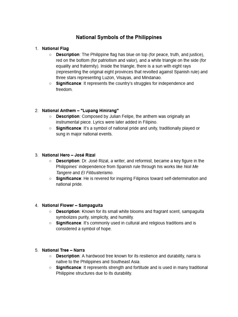 National Symbols Of The Philippines And Their Meaning National Symbols