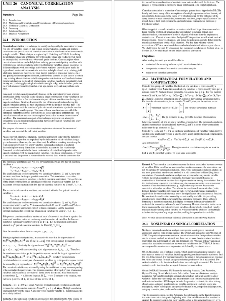 Unit-26 - Canonical - Correlation-Cropped (2 Files Merged) | PDF | Eigenvalues And Eigenvectors ...
