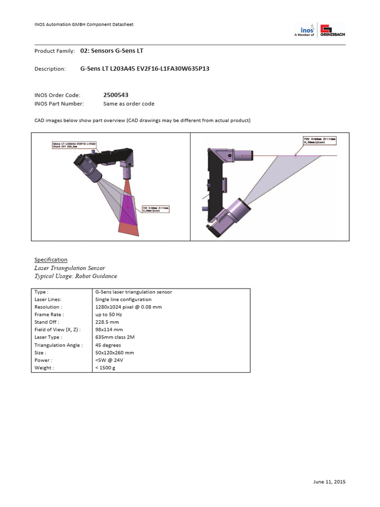 INOS Sensor Datasheet | PDF