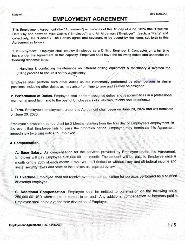 Dragon Oil LLC Employment Agreement | PDF