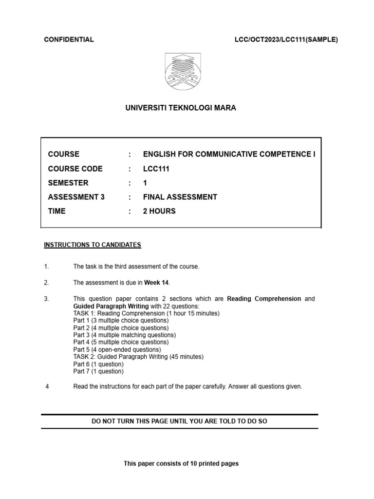 LCC111 Final Test - Sample | PDF | Natural Rubber | Trees