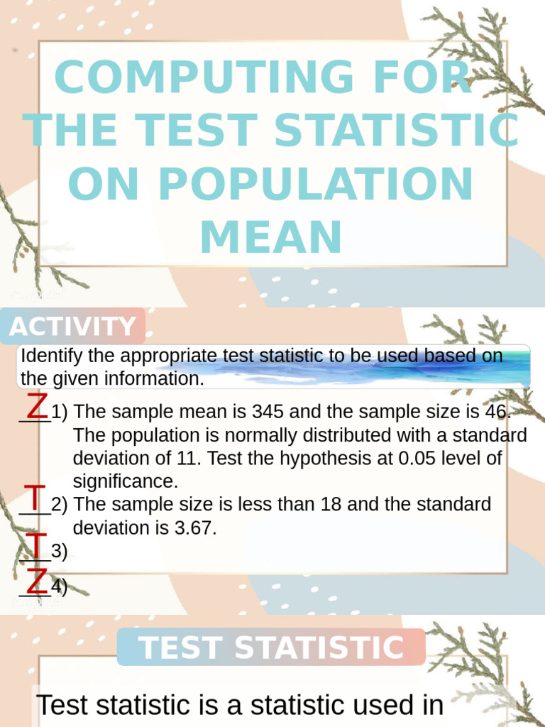 Super Final Computing Test Statistic | PDF | Teaching Methods & Materials