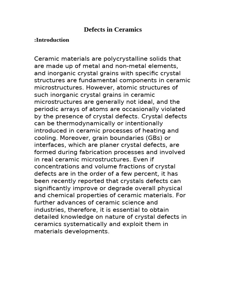 Defects in Ceramics | PDF | Crystal | Ceramics
