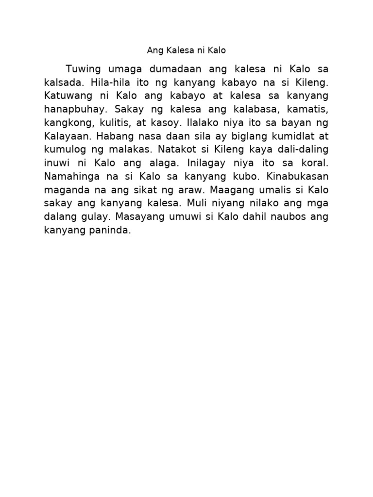 Ang Kalesa Ni Kalo | PDF