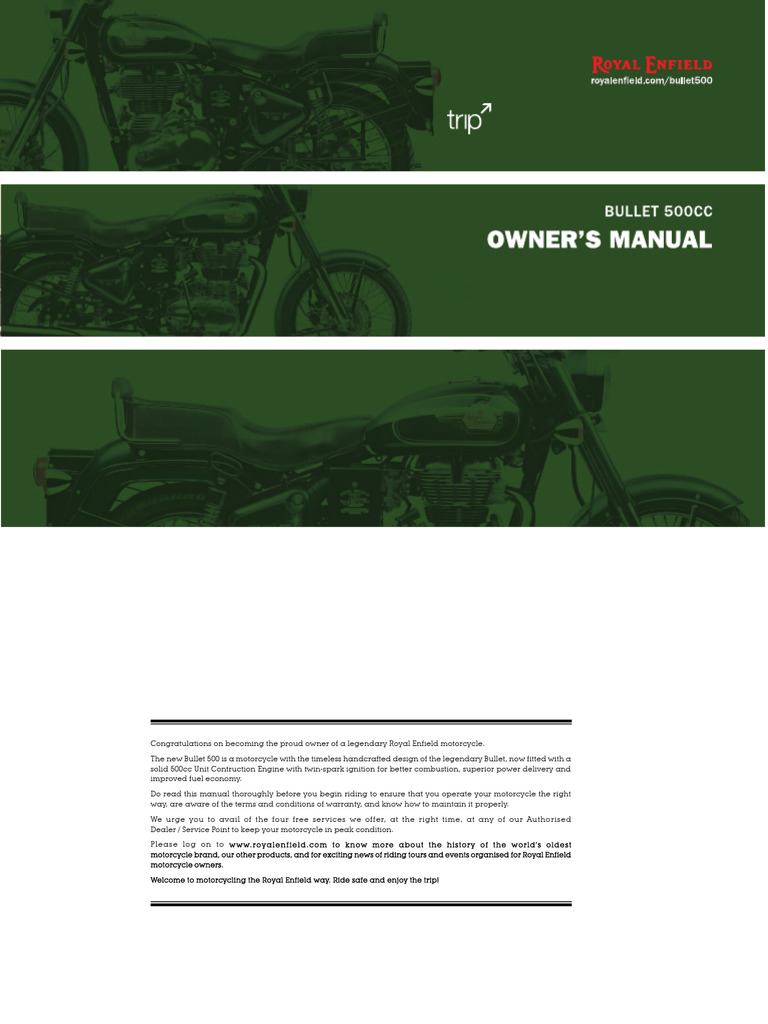 Bullet 500 Owners Manual | PDF | Traffic | Tire