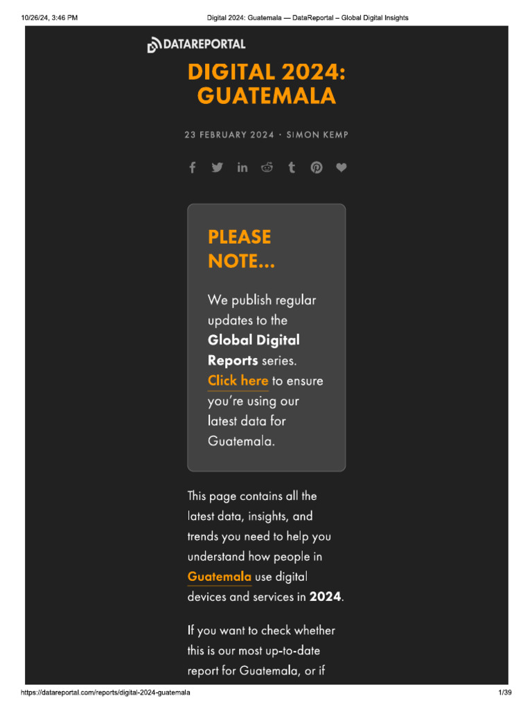 Data Reportal - Digital 2024 Guatemala | PDF
