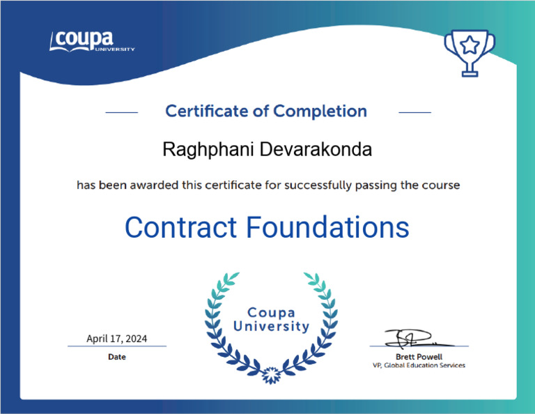 Contracts Certification | PDF