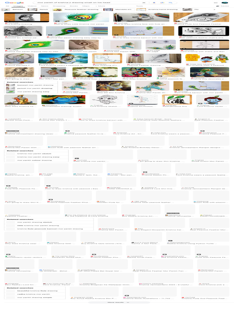 Mor Pankh of Krishna Ji Drawing Small On His Head - Google Search | PDF