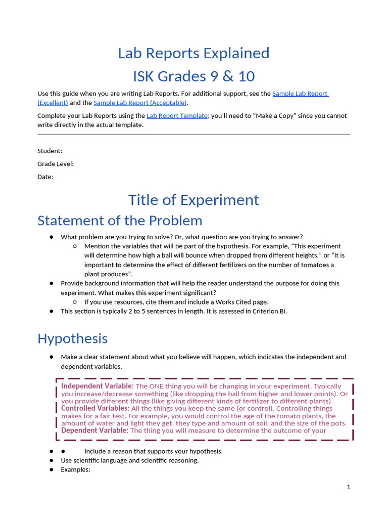 Lab Report Writing Guide for Students | PDF | Experiment | Hypothesis