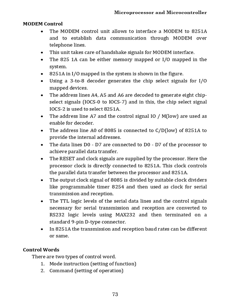 Microprocessors and Microcontrollers 73 | PDF