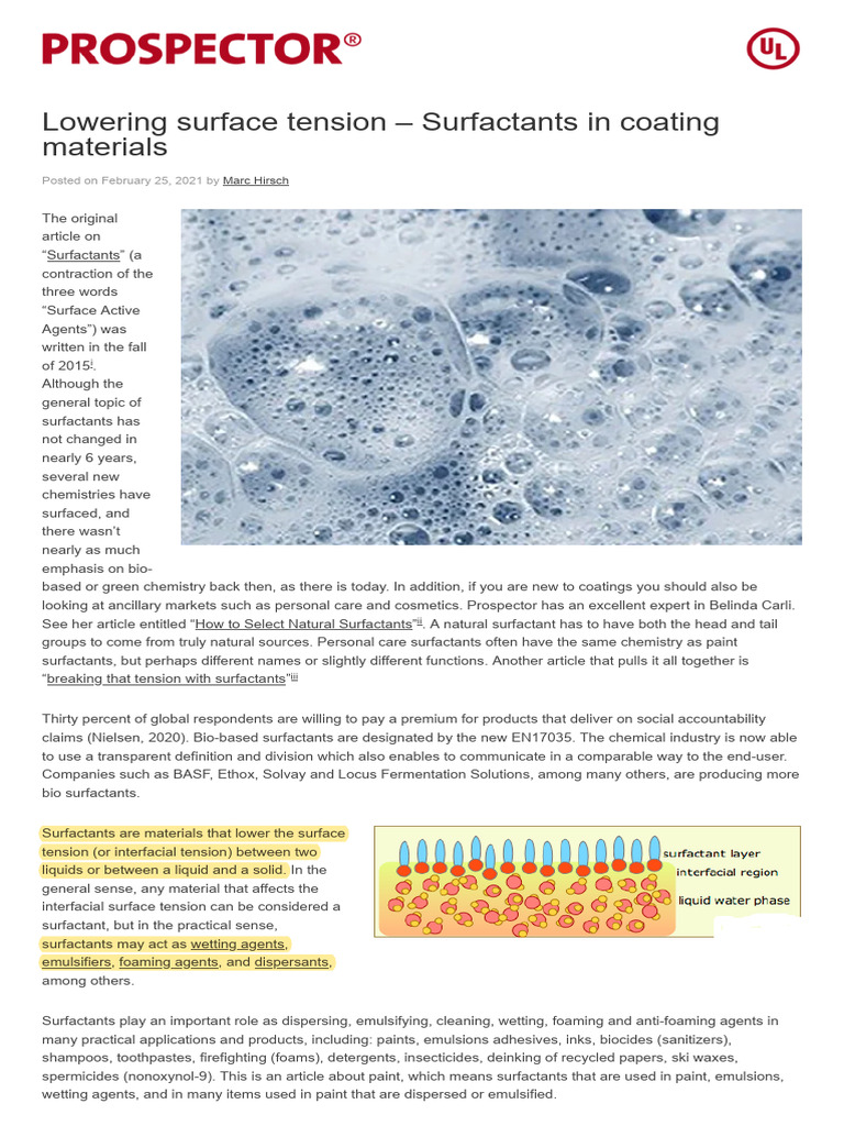 Surface Active Agents (Surfactants) - Types and Applications | PDF ...