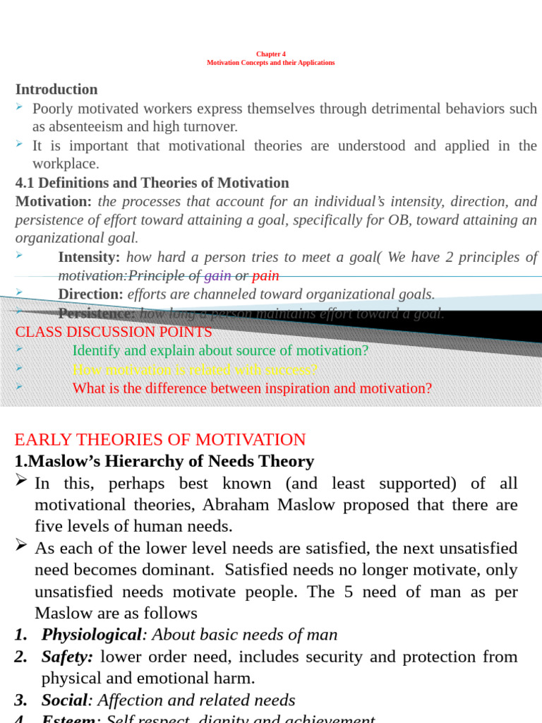OB Chapter 4 (FOUR) PPT | PDF | Motivational | Motivation
